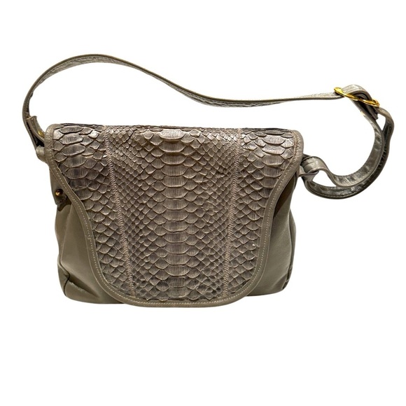 Tony Lama | Bags | Tony Lama Snakeskin Leather Shoulder Bag Gray ...